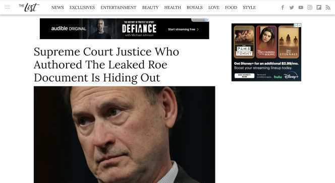The List: Supreme Court Justice Who Authored The Leaked Roe Document Is Hiding Out - May 6, 2022 ...